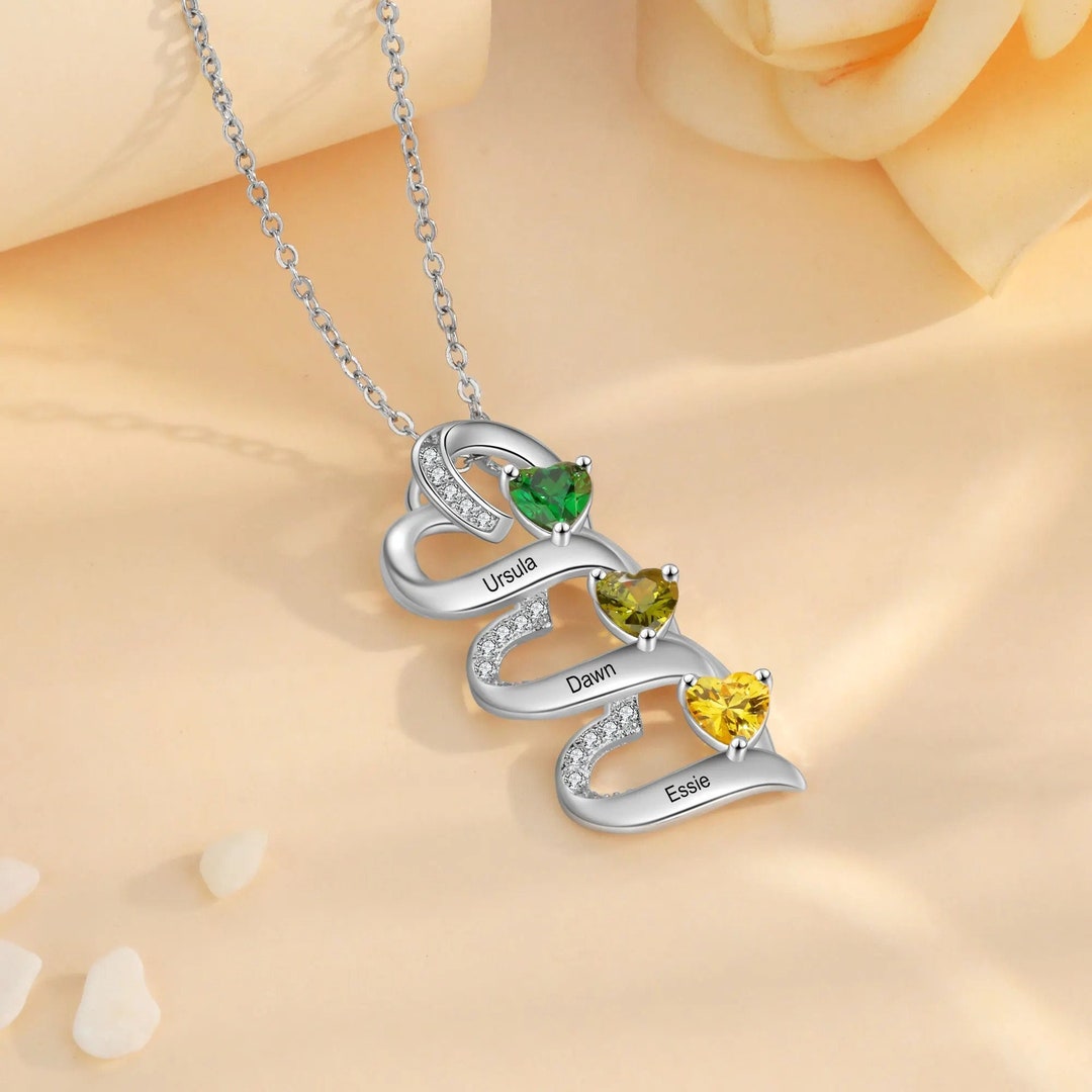 Personalized Family Birthstone Necklace - Custom Silver Family Jewelry ...