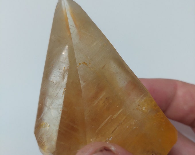 Rare Golden Stellar Beam Calcite Crystal With Pyrite Phantom, Gem ...