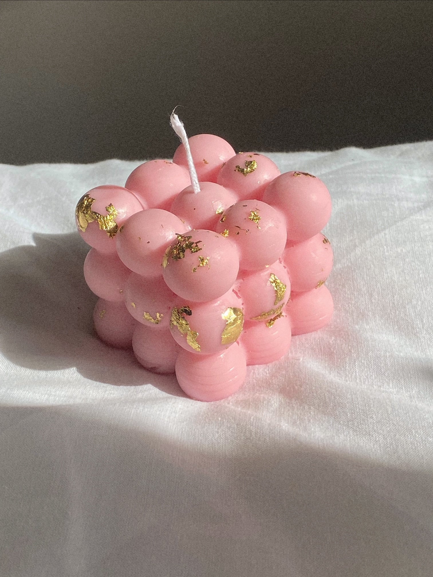 Pink Bubble Candle, Aesthetic Candles, Goldleaf Candle, Soy Wax Candle ...