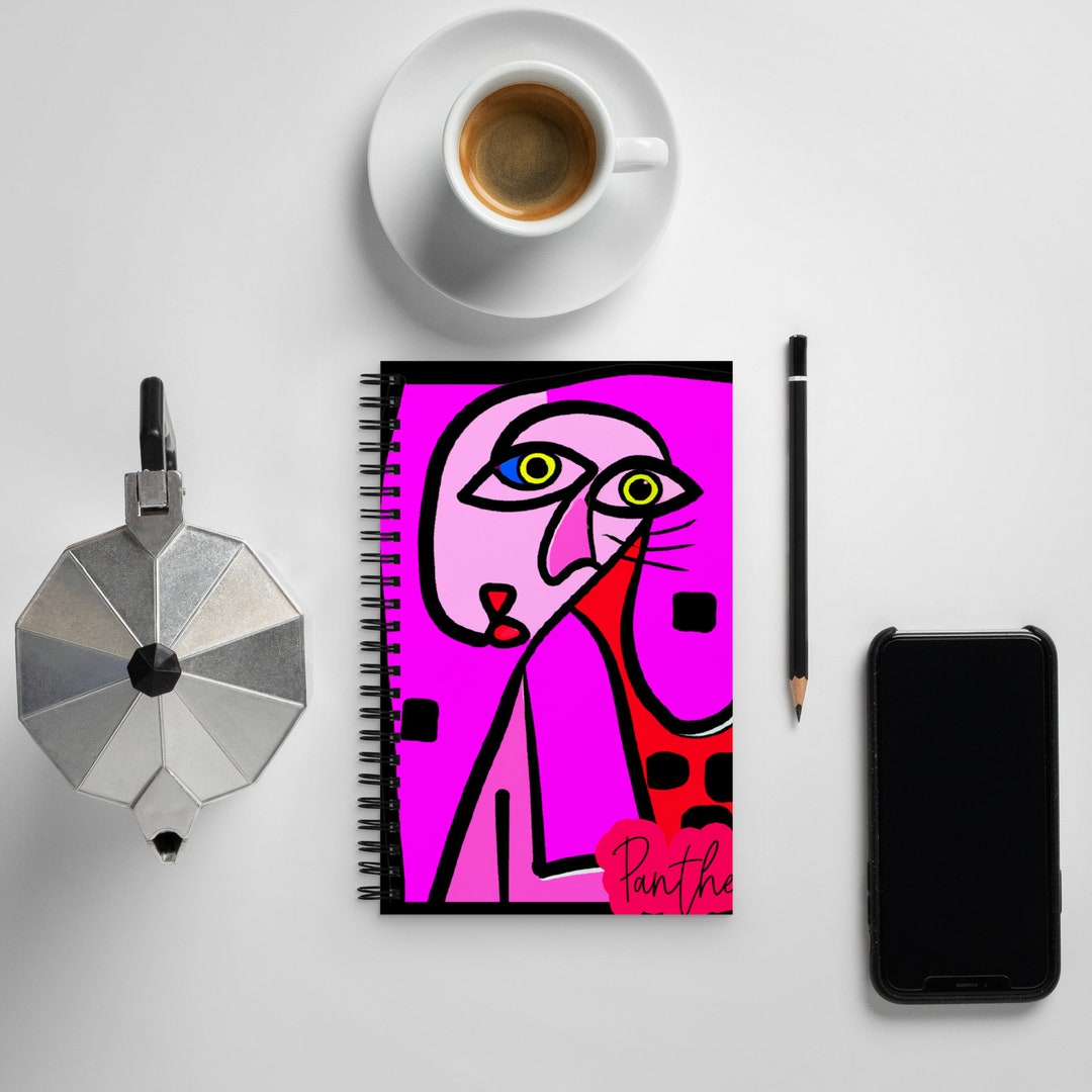 Picasso Style Pink Panther Notebook Soft-touch Coated Cover With 140 ...