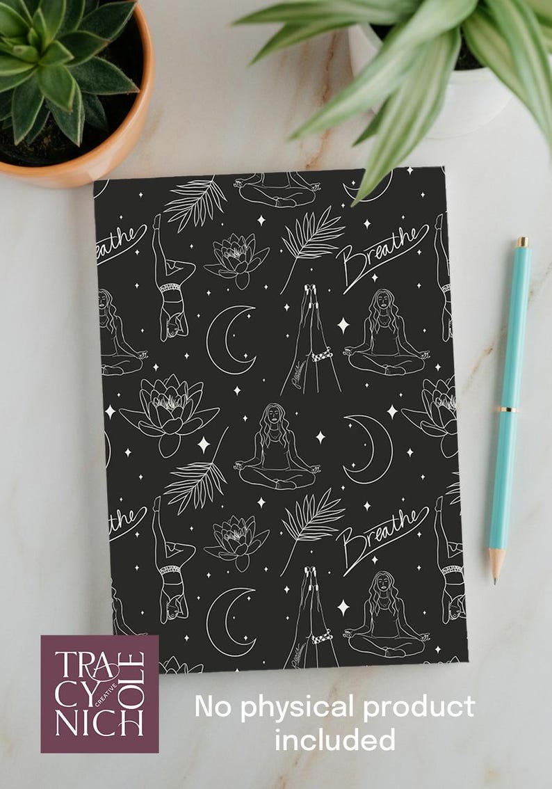 Yoga Pose Seamless Pattern: Boho Line Art (digital Download) - Etsy Canada