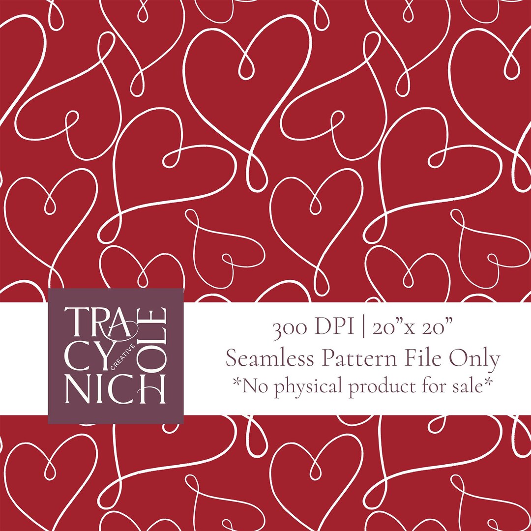 Valentines Day Red Heart Seamless Design by Tracy Nichole Creative ...