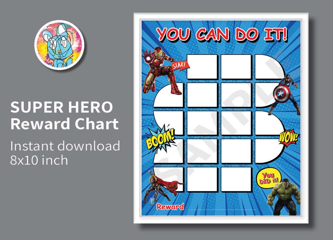 Super Hero Reward Chart Printable Behavior Chart Super Hero Sticker ...