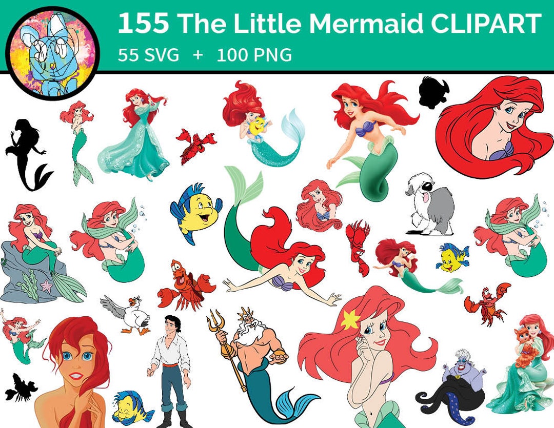 Little Mermaid Ariel clipart SVG PNG Bundle / LAYERED - Etsy España