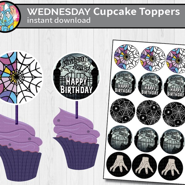 Wednesday Addams Cupcake Toppers - Etsy
