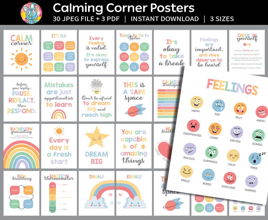 Calming Corner Posters | Wall Art for Kids | Calm Down Skills ...