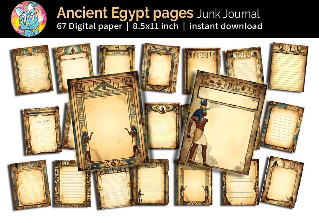 Ancient Egypt Hieroglyphics Junk Journal Pages | Whimsical Pharaoh ...