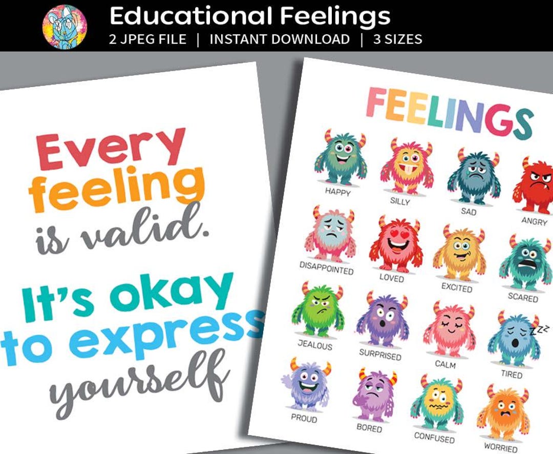Emotions Poster | Monsters Feelings Printable Homeschool Decor ...