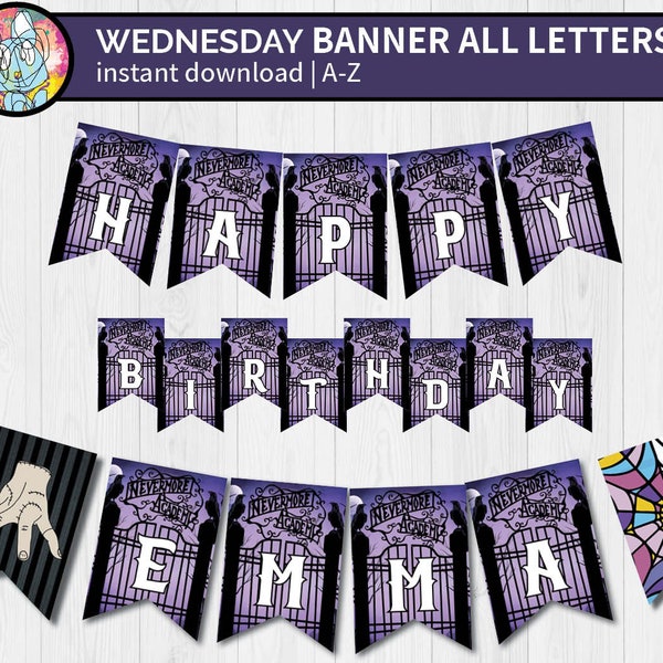 Wednesday Addams Party Banner - Etsy