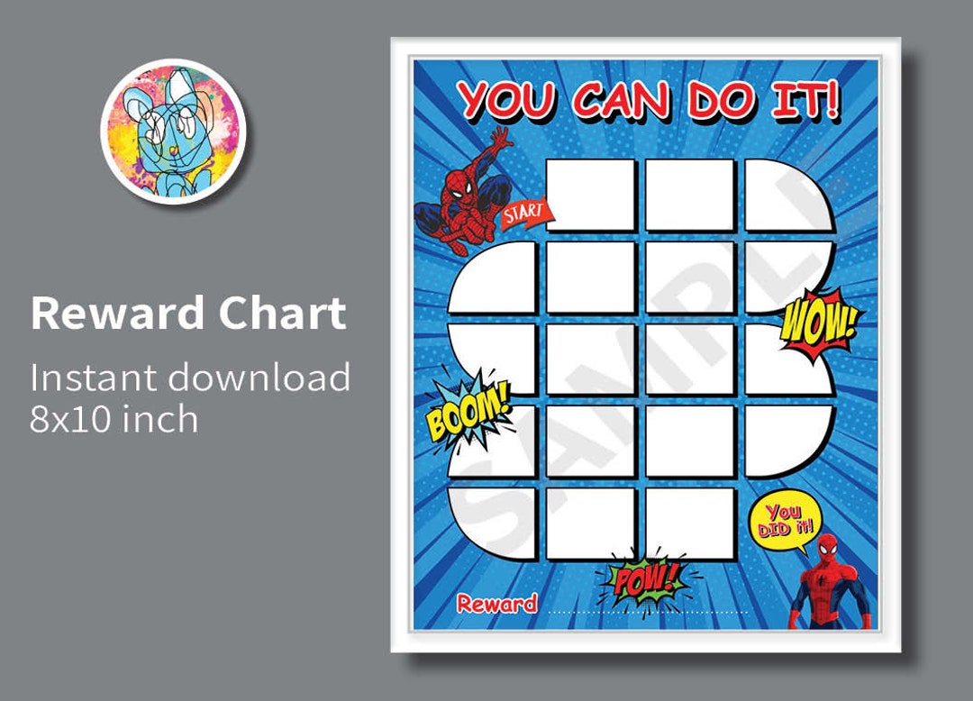 Spider Hero Reward Chart Printable Behavior Chart Spider Hero Sticker ...