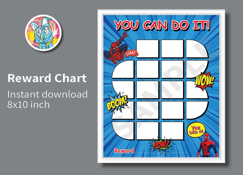 Spider Hero Reward Chart Printable Behavior Chart Spider Hero Sticker ...