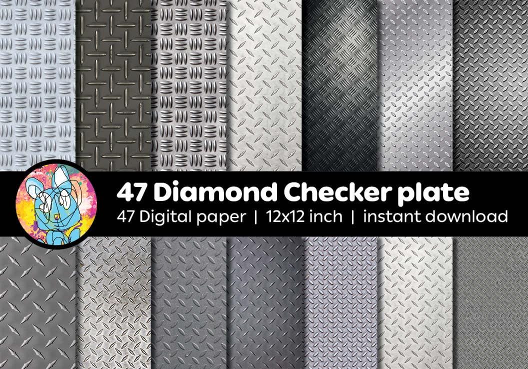 47 Diamond Checker Digital Paper | Diamond Plate Steel | Diamond Plate ...