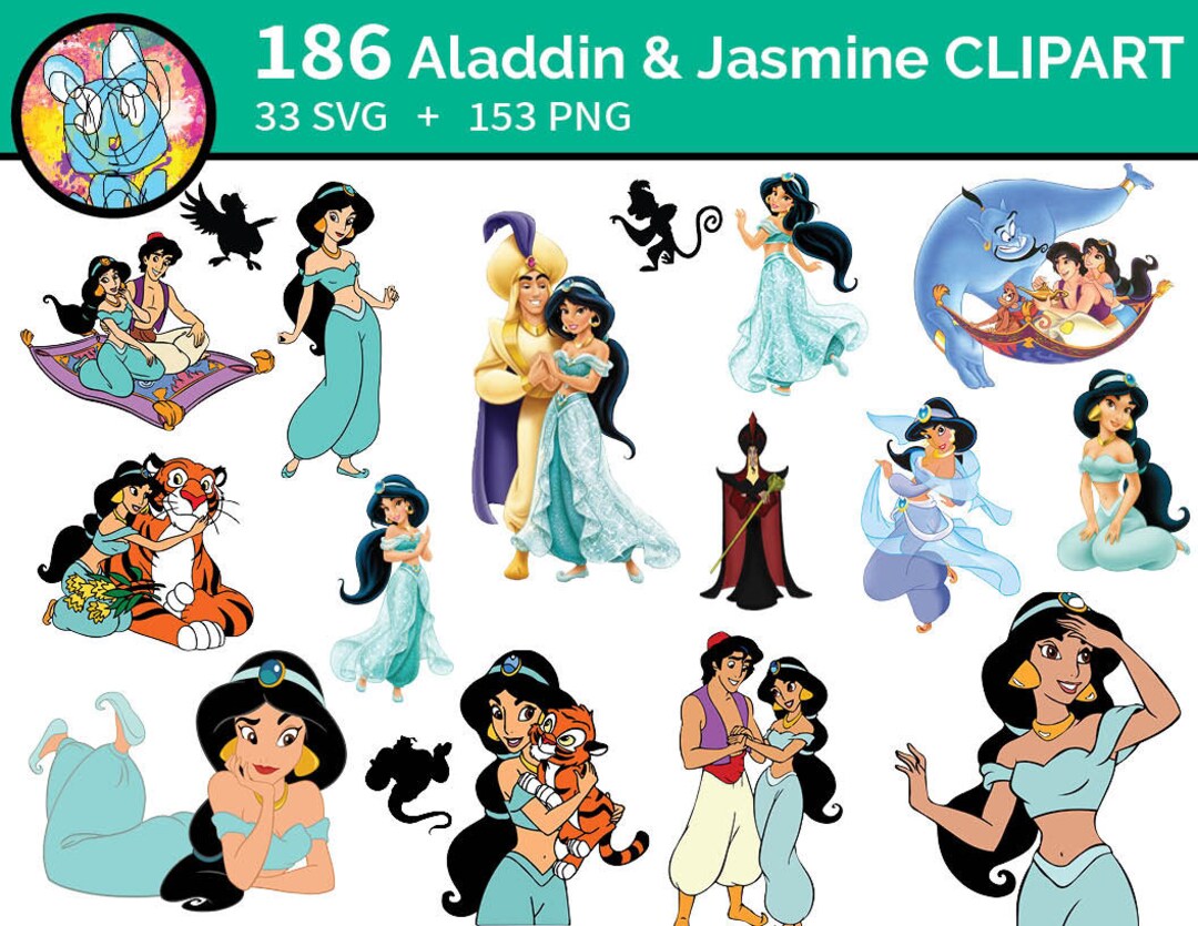 Aladdin Jasmine Princess Clipart 186 SVG PNG Clipart Princesa Jasmine ...