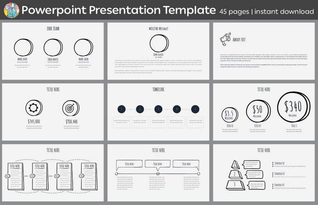 Powerpoint Doodle Template | Minimal Doodle Clean Business Powerpoint ...