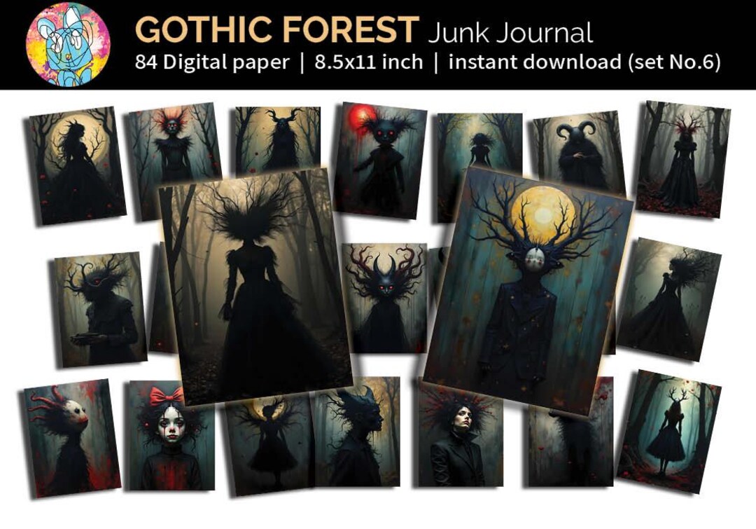 Gothic Dark FOREST Junk Journal Pages | Demonic Scrapbooking, Mixed ...