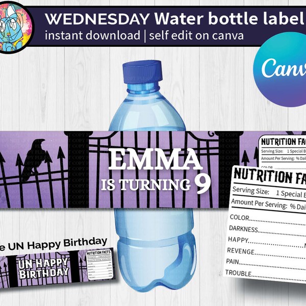 Wednesday Addams Water Bottle Labels - Etsy