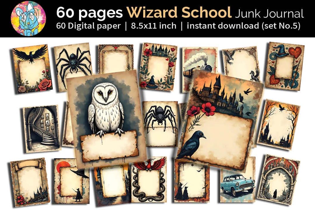 Magic School Junk Journal | Wizard Scrapbooking, Mixed Media Art ...