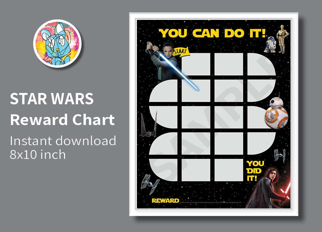 STAR WARS Reward Chart Printable Behavior Chart Star Wars Sticker Chart ...
