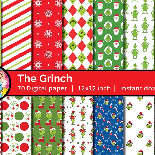 Grinch Digital Christmas Paper - Etsy