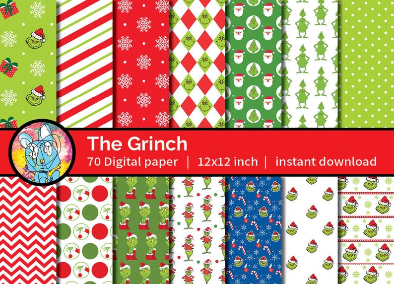 The Grinch Digital Paper How the Grinch Stole Christmas - Etsy