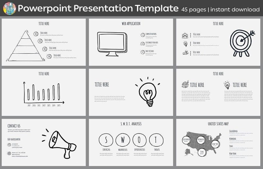 Powerpoint Doodle Template | Minimal Doodle Clean Business Powerpoint ...