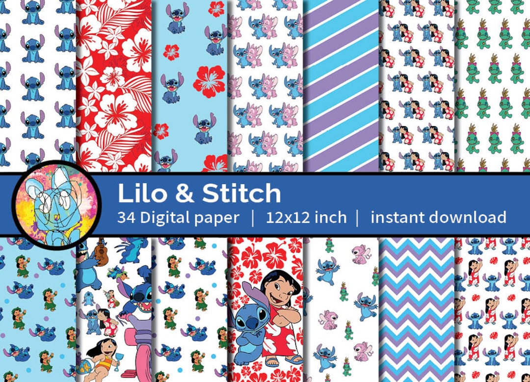 Lilo and Stitch Digital Paper Stitch Print Bundle Scrapbook Print ... Lilo and Stitch Digital Paper Stitch Print Bundle Scrapbook Print ...