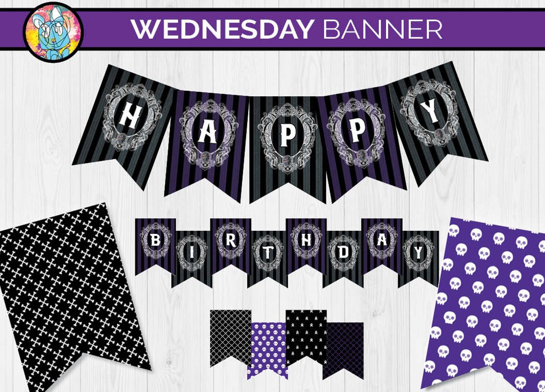 Gothic Wednesday Addams Nevermore Banner Addams Family Party - Etsy