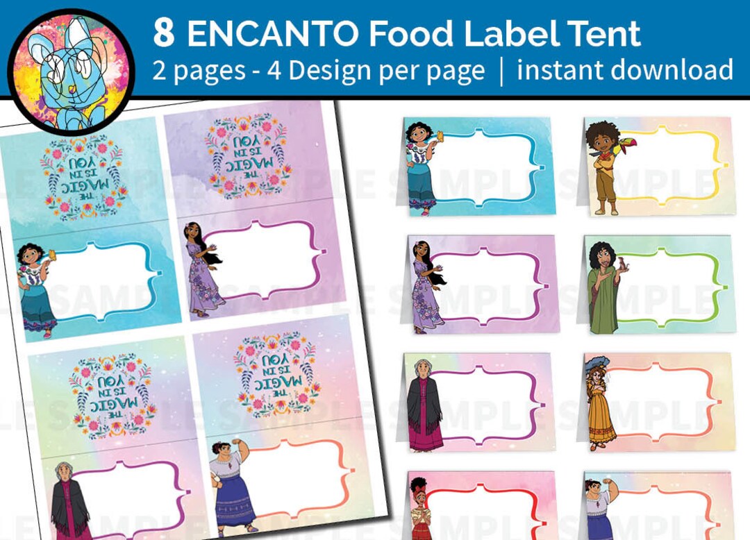 Encanto Food Label Tent Printable Food Cards Disney Party - Etsy Ireland