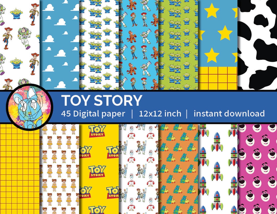 Toy Story Bundle Digital Paper Print Toy Story Scrapbook Tshirt Pattern ...