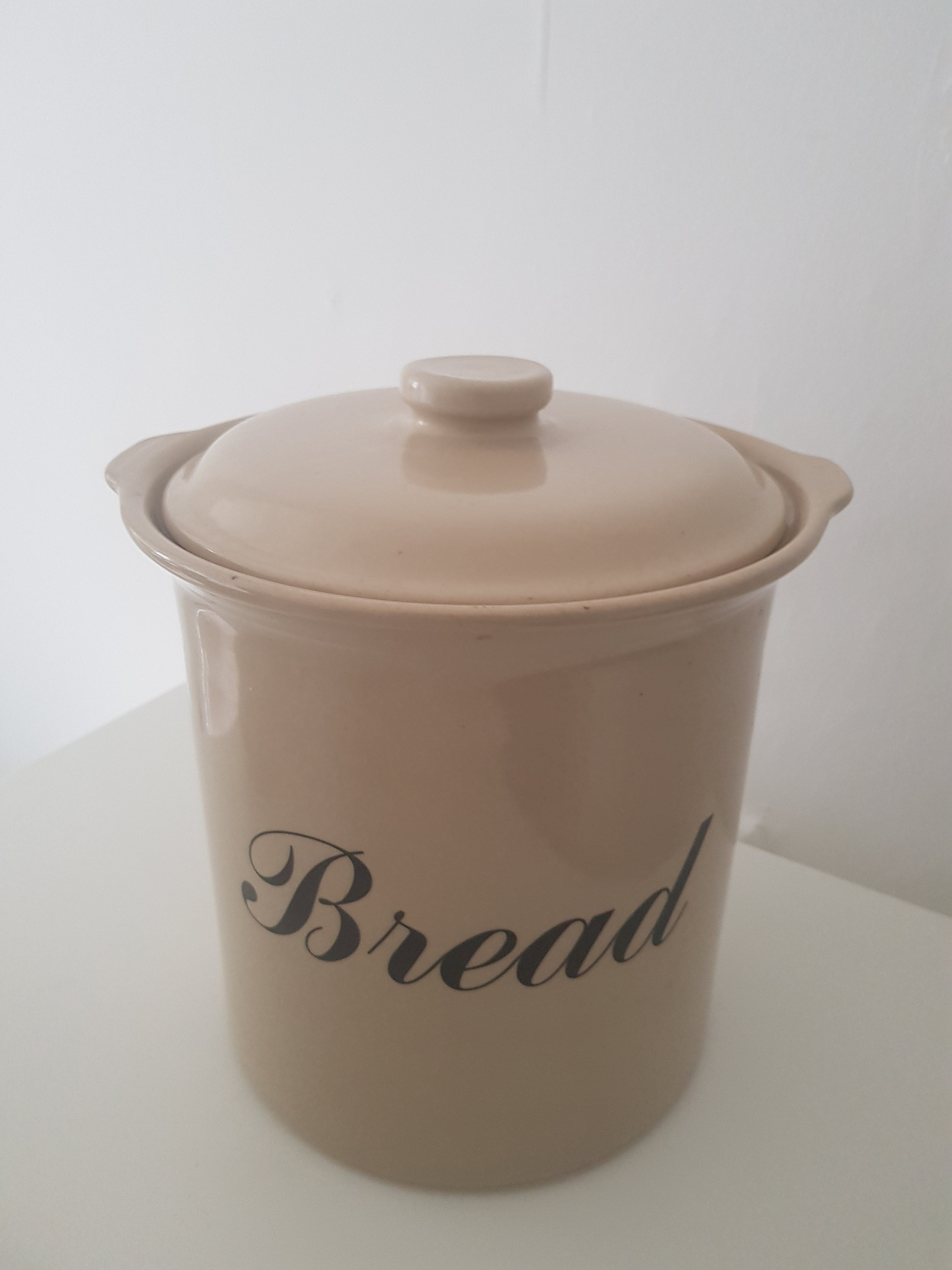 Vintage Ceramic Bread Canister, Cylindrical Kitchen Storage (31cm X ...