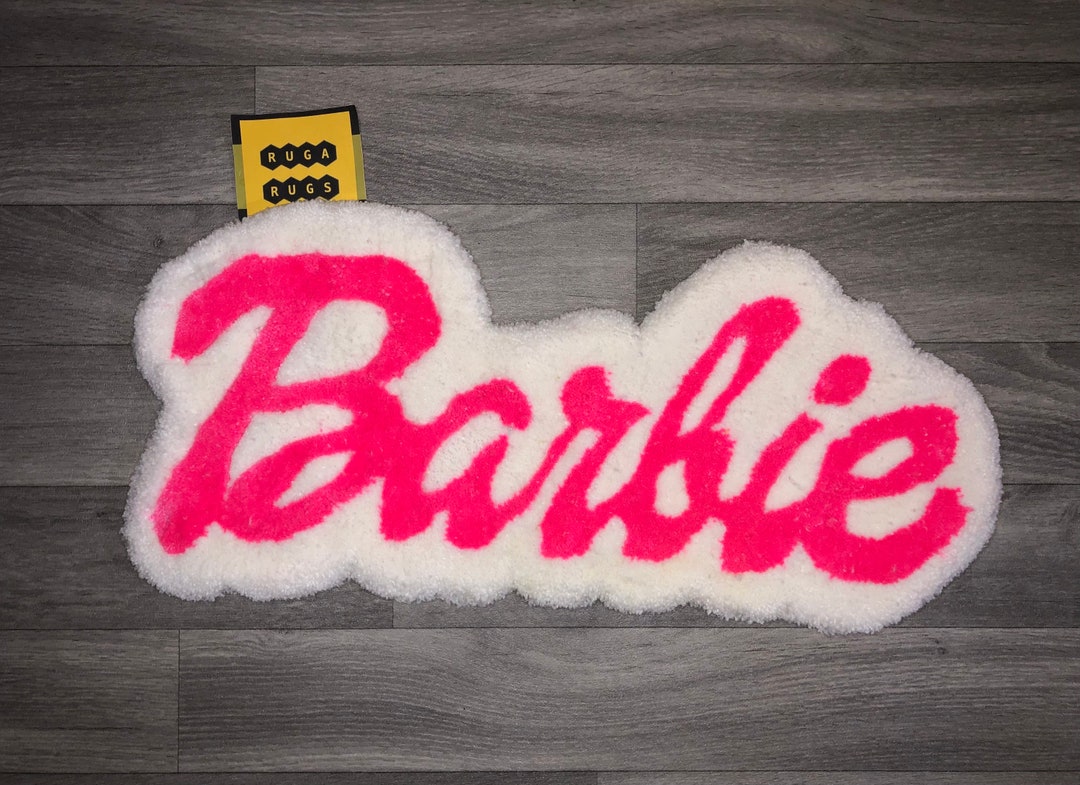 Custom Name Barbie Font Tag Tufted Rug Design, Name Text Tufting Rug ...