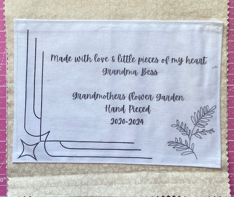 Custom Quilt Label Template PDF, Printable Black and White Quilt Label ...