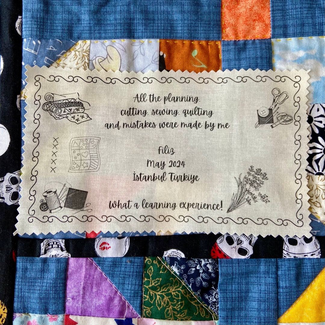 Custom Quilt Label Template PDF, Printable Black and White Quilt Label ...