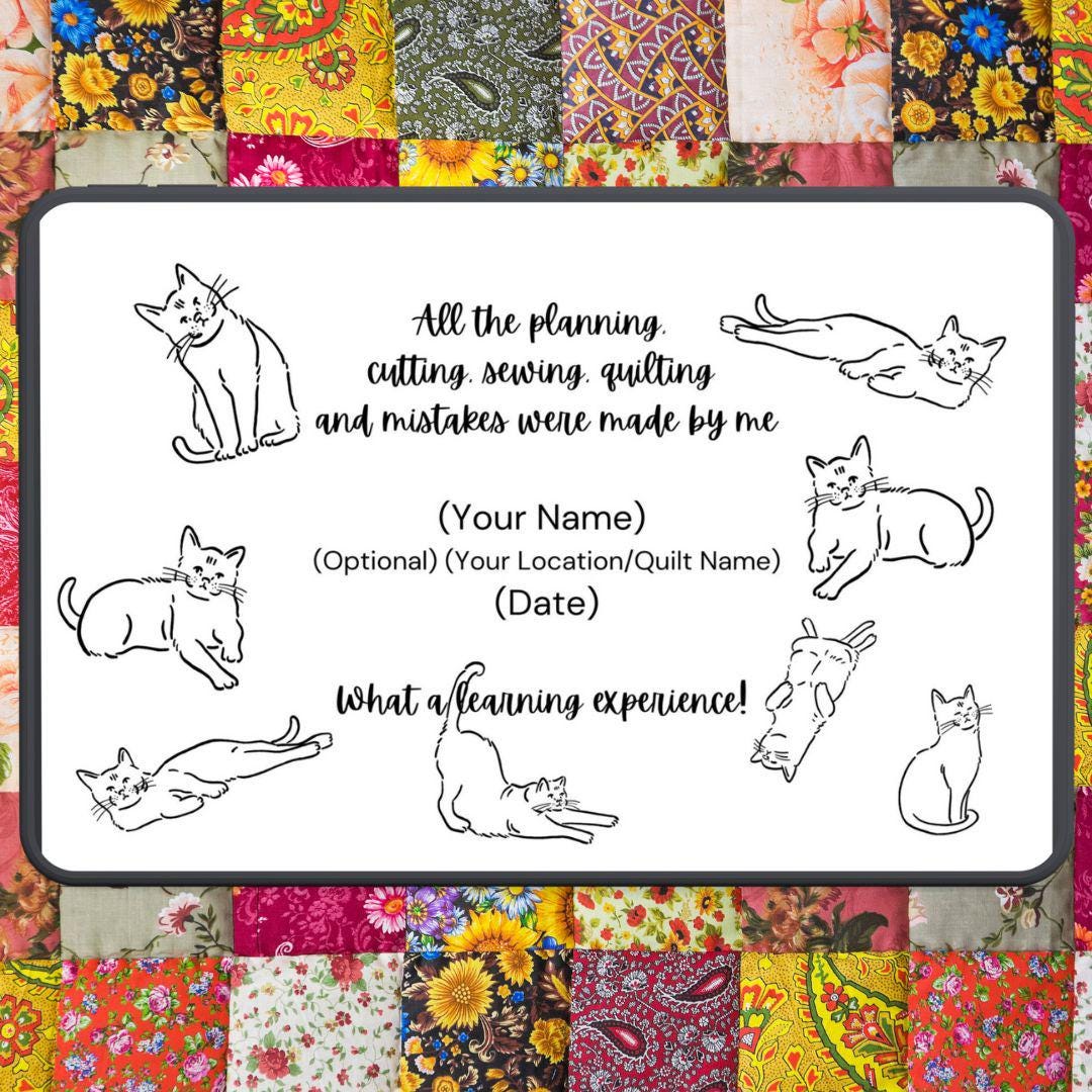 Custom Quilt Label Template: Printable Black & White PDF - Etsy