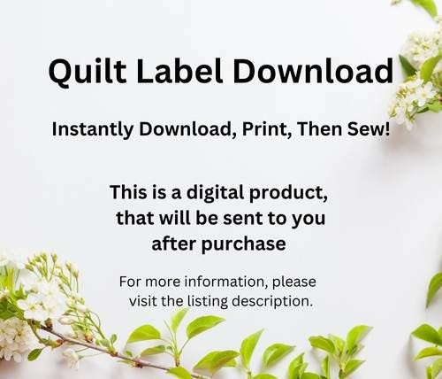 Custom Quilt Label Template PDF, Printable Black and White Quilt Label ...