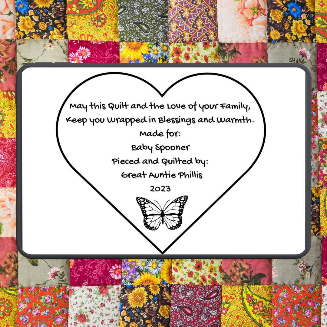 Custom Quilt Label Template PDF, Printable Black and White Quilt Label ...