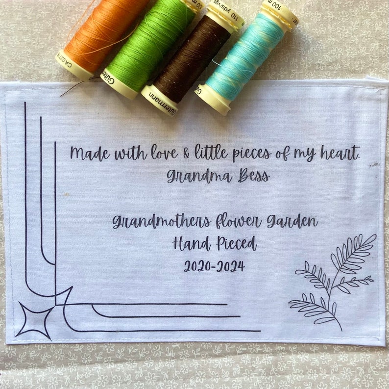 Custom Quilt Label Template PDF, Printable Black and White Quilt Label ...