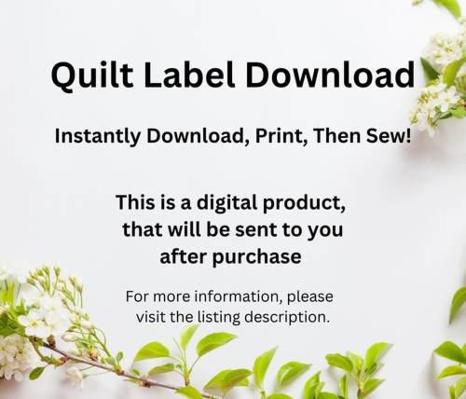 Custom Quilt Label Template PDF: Personalized Handmade Quilt Tag ...