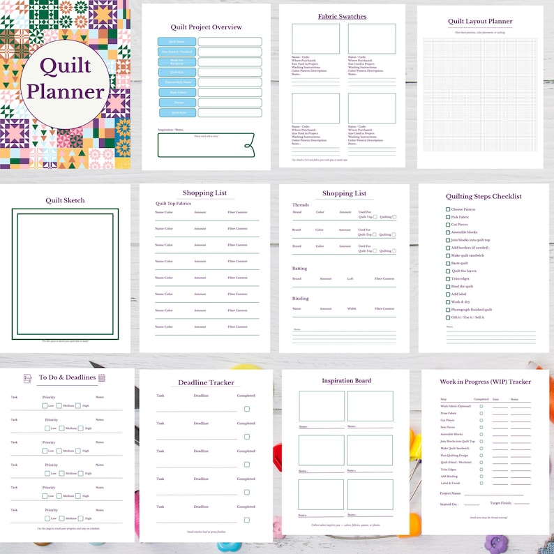Quilt Planner PDF – Printable Quilting Journal & Project Organizer ...