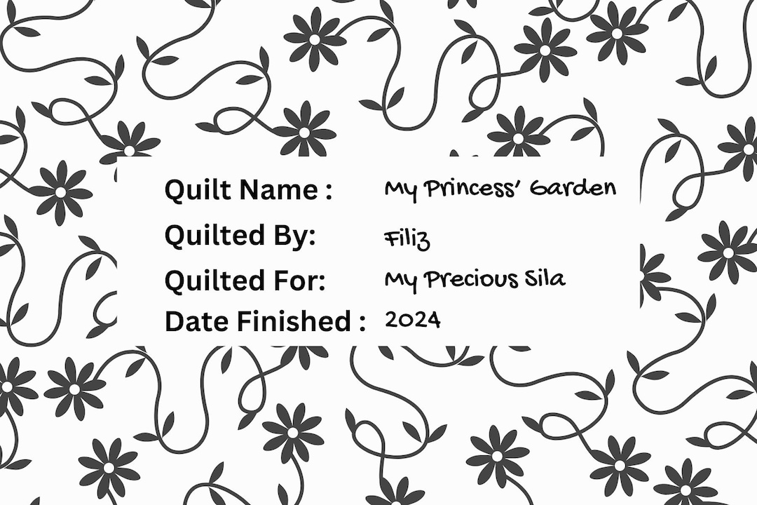 Custom Quilt Label Template PDF, Printable Black and White Quilt Label ...