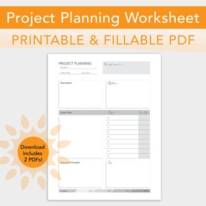 Project Planning Worksheet, Digital PDF Downloadable Printable Fillable ...