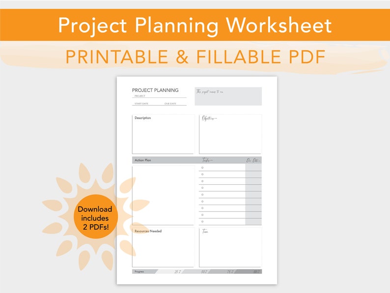 Project Planning Worksheet, Digital PDF Downloadable Printable Fillable ...