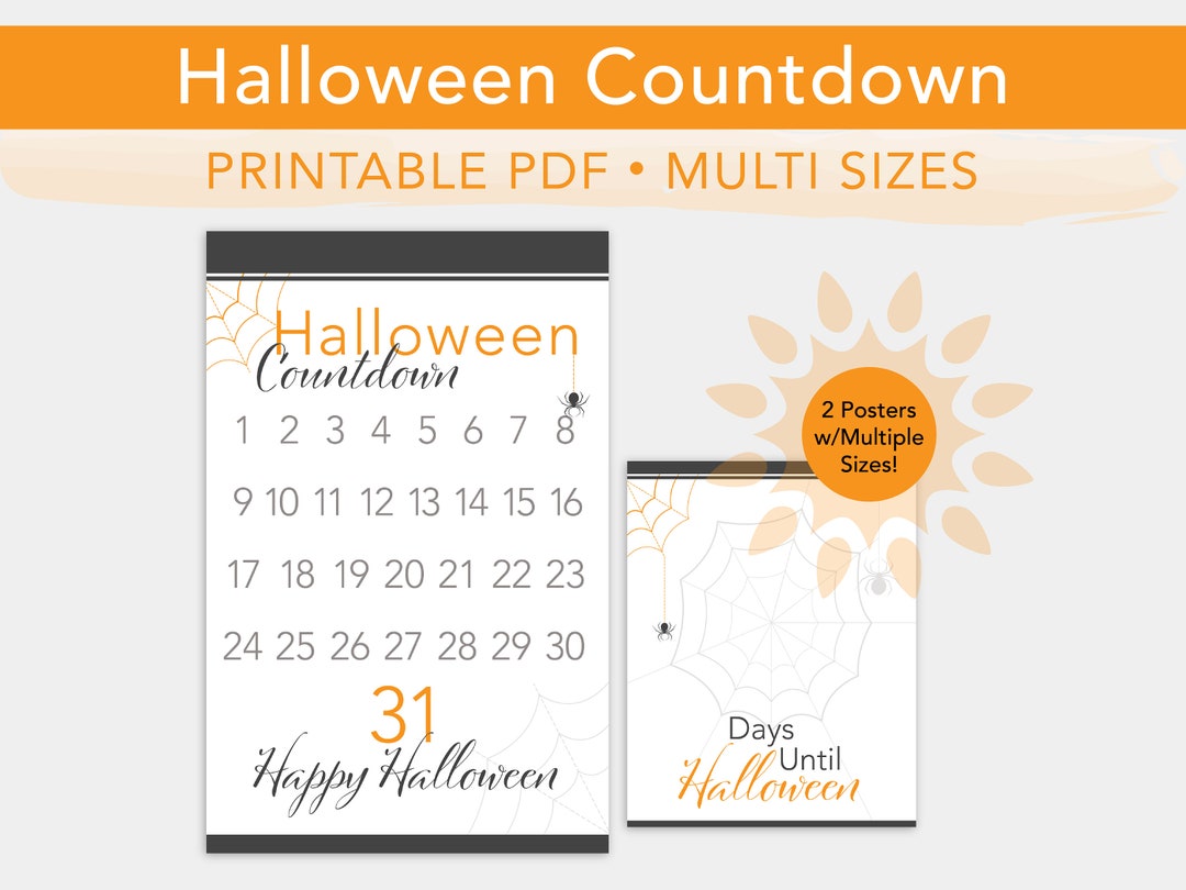 Halloween Countdown Poster, PDF Downloadable Printable, Multiple Sizes ...
