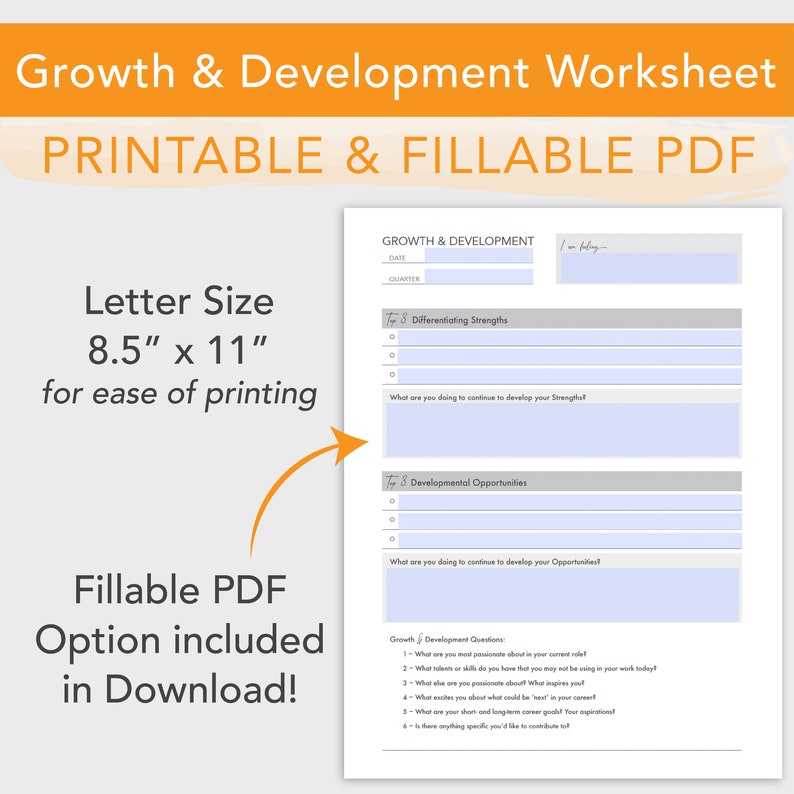Growth and Development Worksheet Digital PDF Downloadable - Etsy