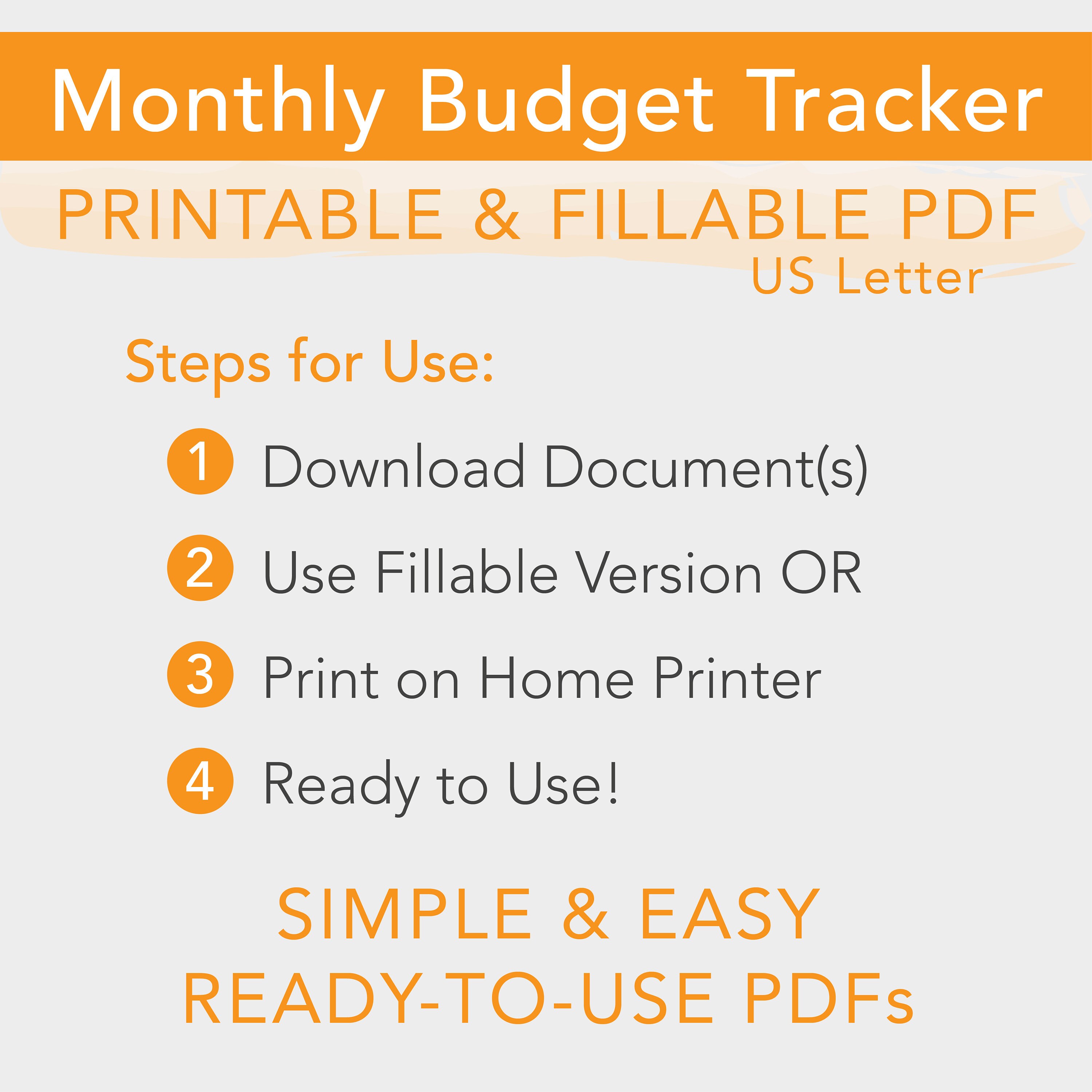 Monthly Budget Sheet, Digital PDF Downloadable Printable Fillable ...