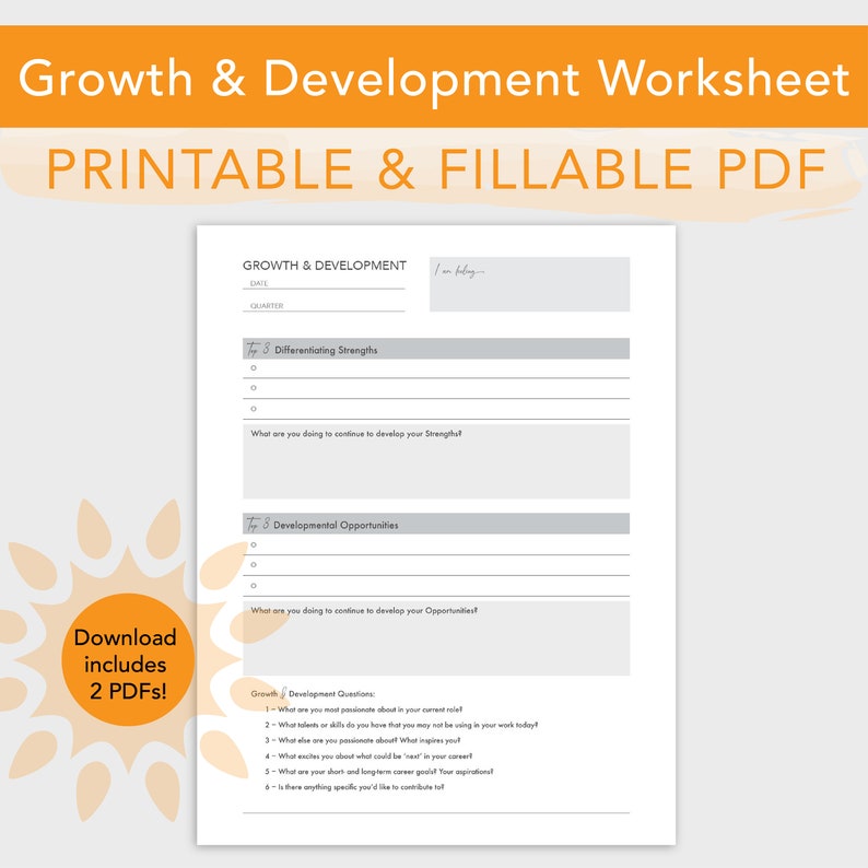 Growth and Development Worksheet Digital PDF Downloadable - Etsy