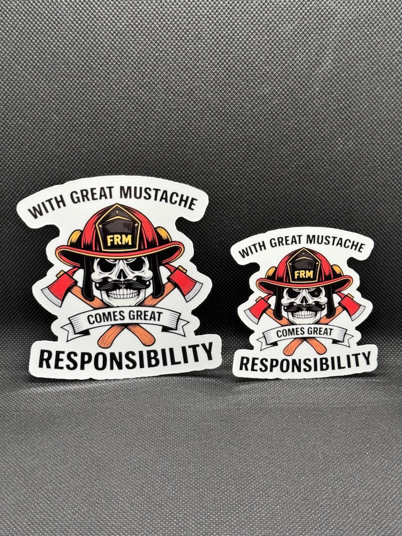 Firefighter Mustache Sticker, Fireman Skull Decal, Fire Dept Helmet ...