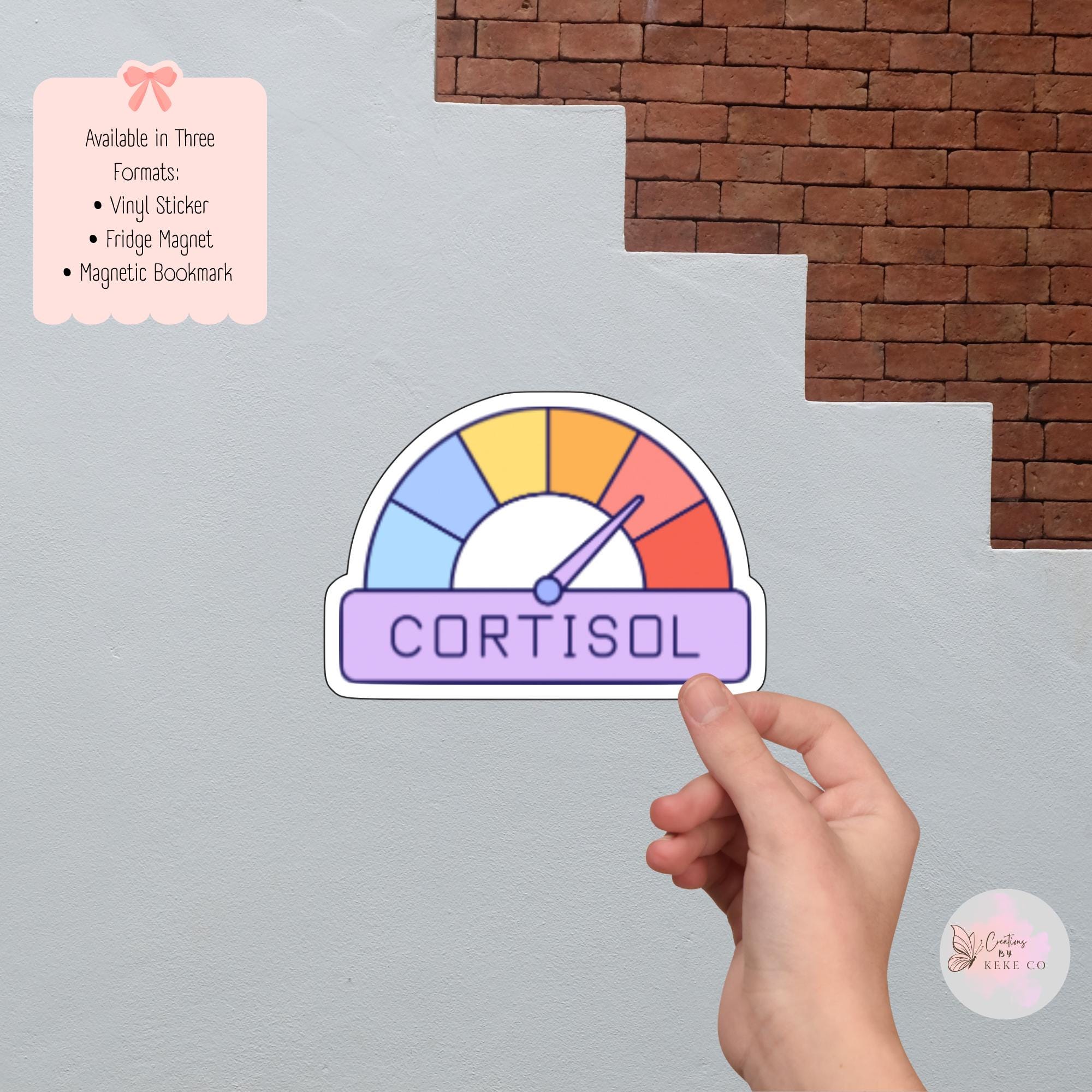 Cortisol Meter Sticker, Stress Gauge Vinyl Decal, Mental Health Humor ...