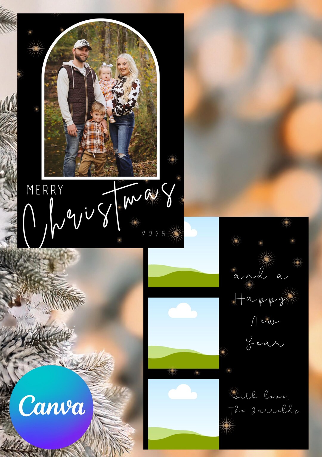 Elegant Holiday Card Template - Etsy