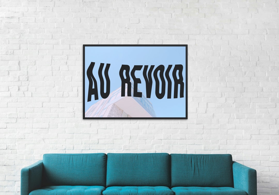 Au Revoir Wavy Bold Light Blue Modern Wall Art Print, Landscape Digital ...